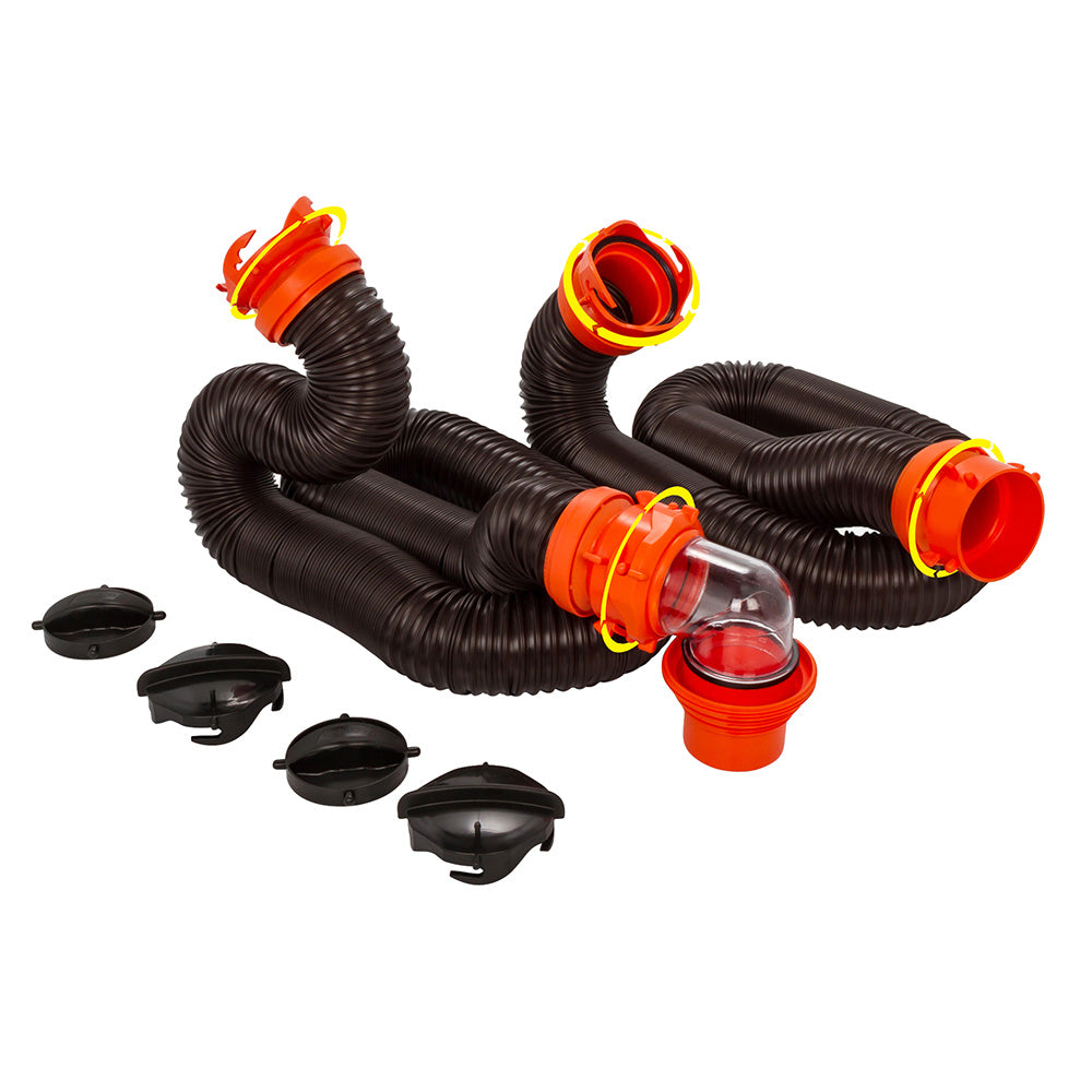 Camco RhinoFLEX 20 Sewer Hose Kit w/4 In 1 Elbow Caps [39741 ...